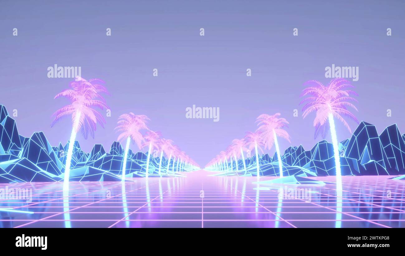 Retro background animation wave synthwave hi-res stock photography and images - Alamy