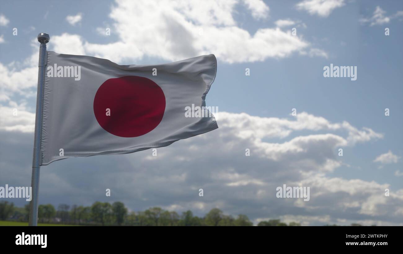 Japan flag waving animation hi-res stock photography and images - Alamy