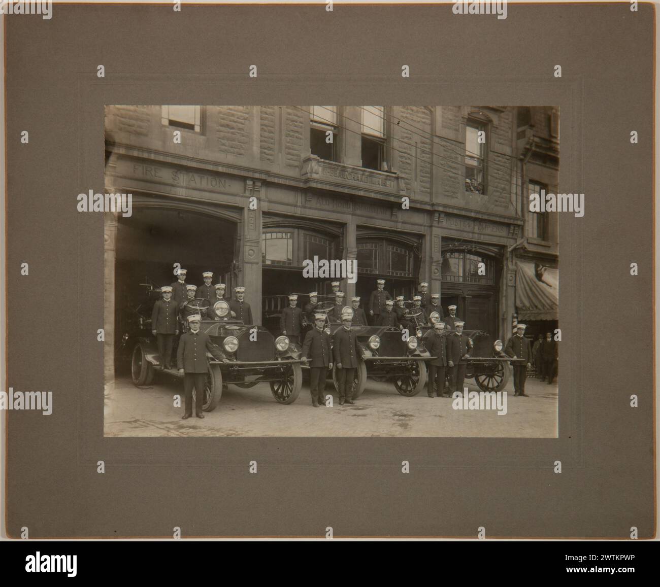 Gelatin silver print - Group portrait of the firemen at Fire Station No ...