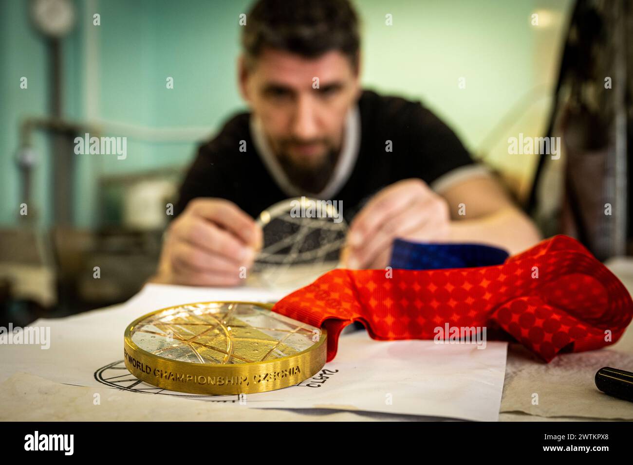 Novy Bor, Czech Republic. 18th Mar, 2024. Glassmakers from Kolektiv ...