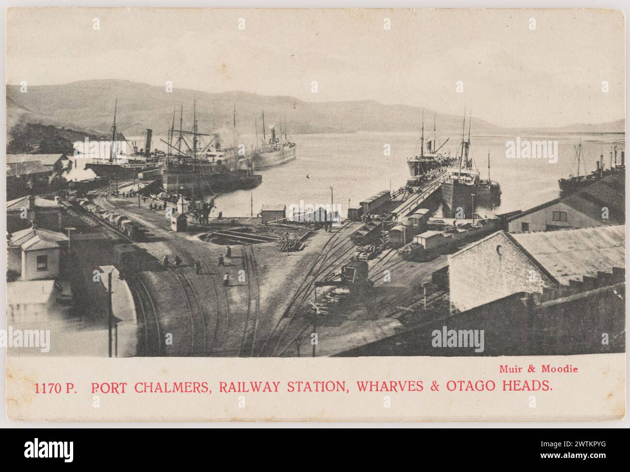 Port Chalmers, Railway Station, Wharves and Otago Heads photographic ...