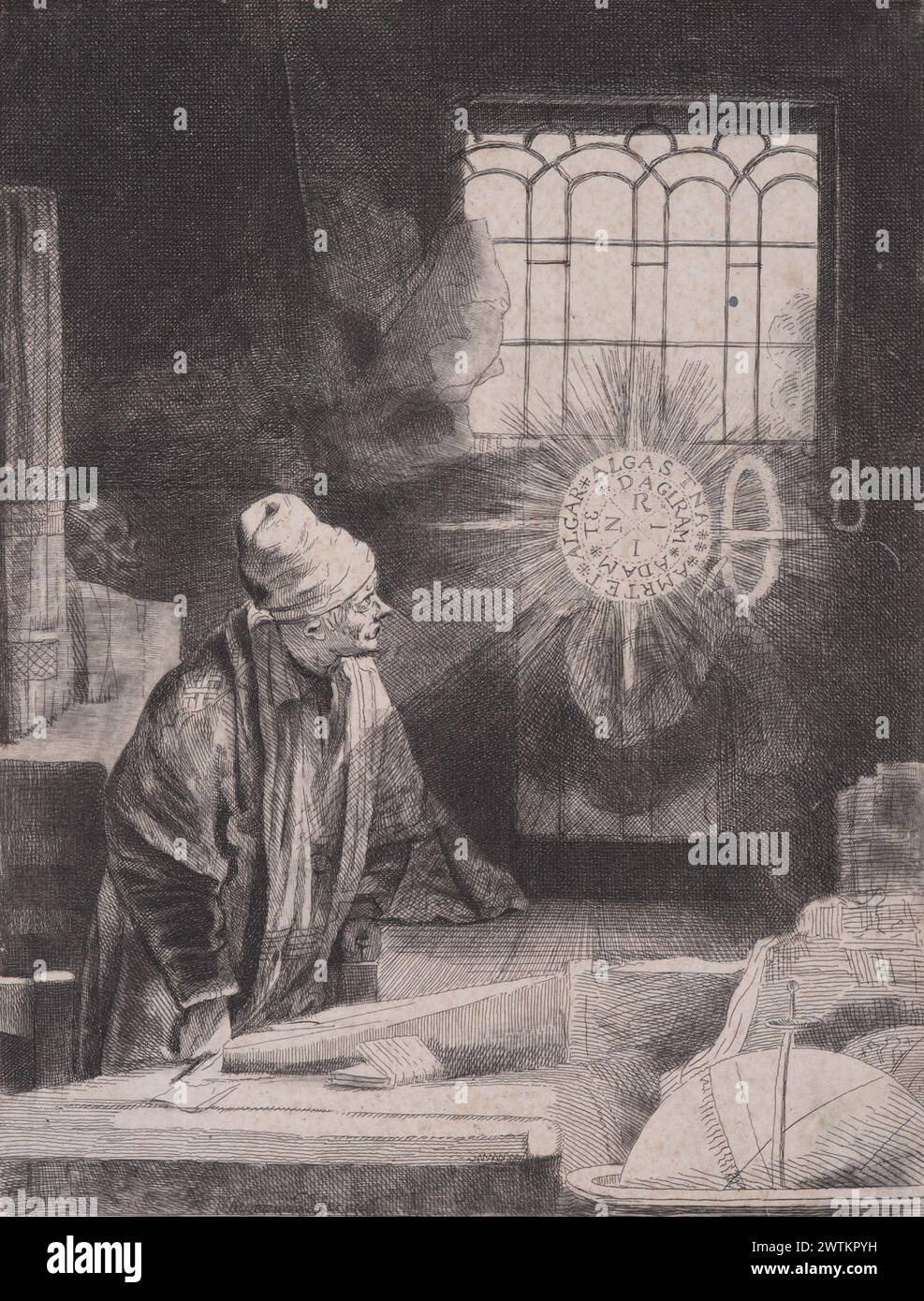 A scholar in his study (‘Faust’), copy prints, etchings, engravings ...