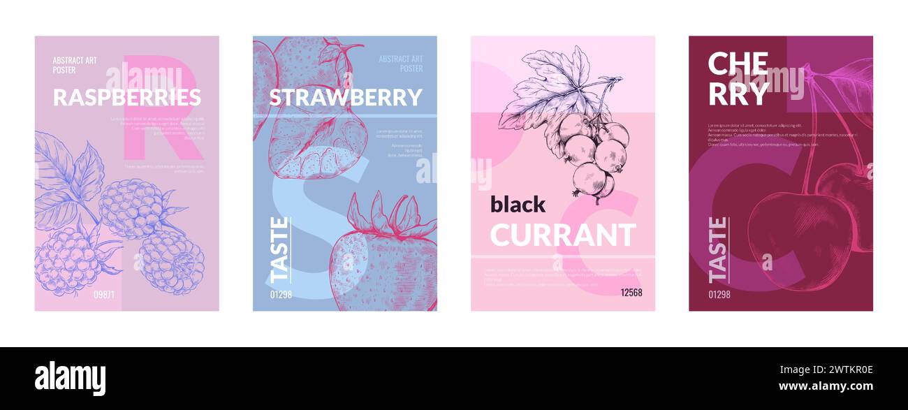 Food posters. Pattern design background with abstract art and ...