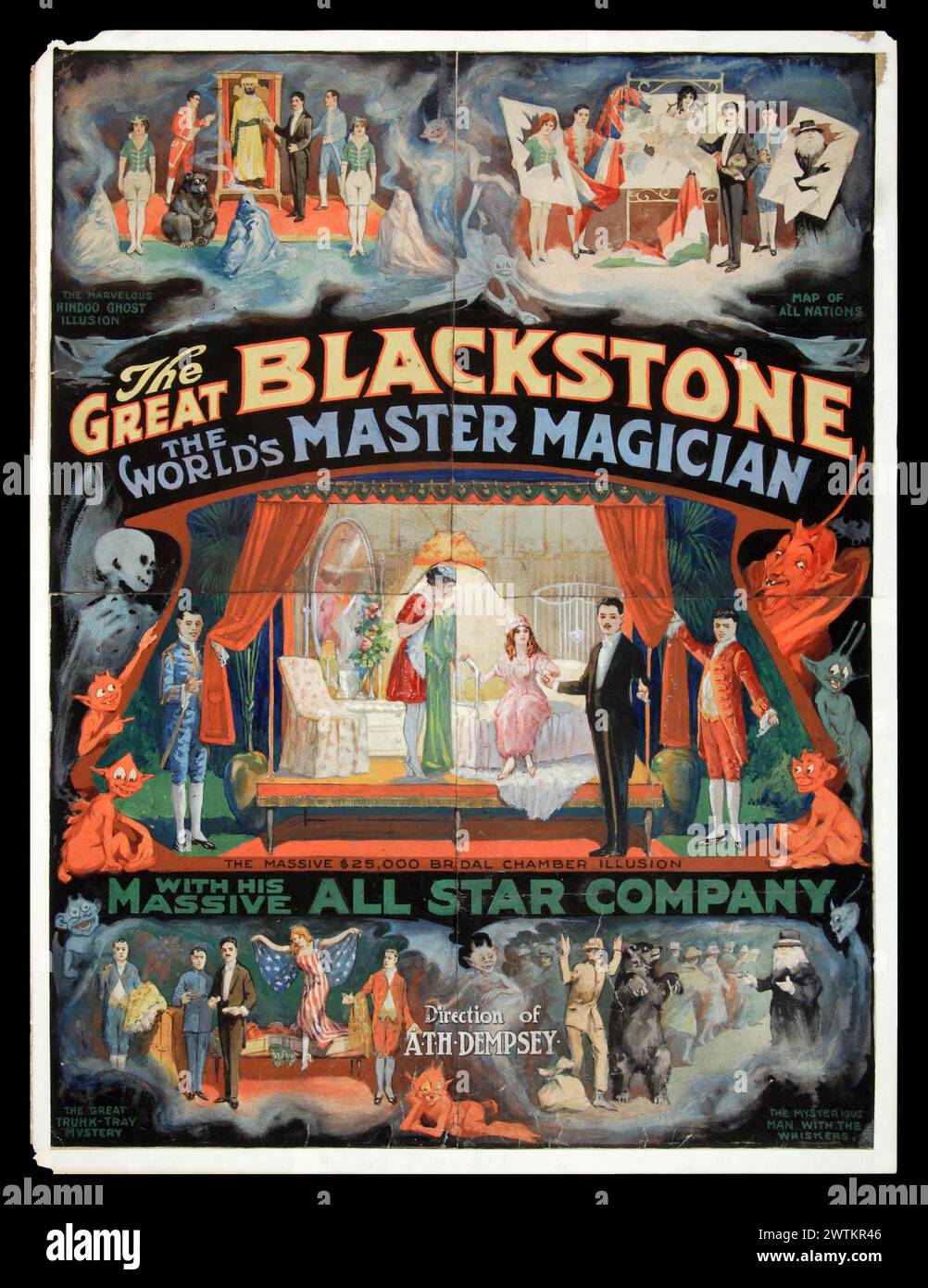 Magic poster - The Great Blackstone The World's Master Magician Stock ...