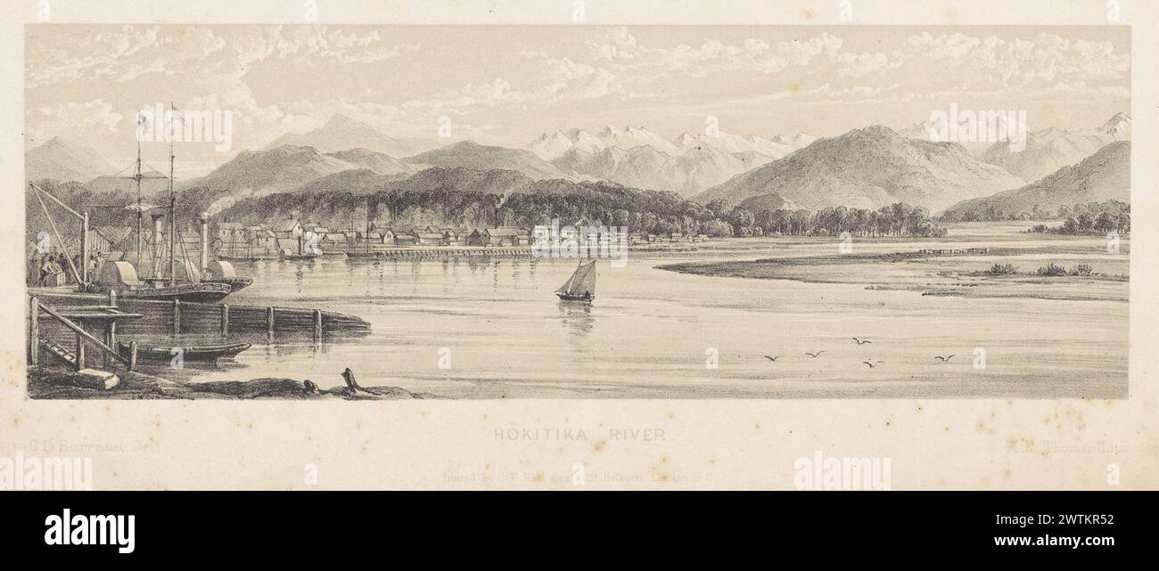 New Zealand Graphic and Descriptive. Plate IV. Hokitika River. prints ...