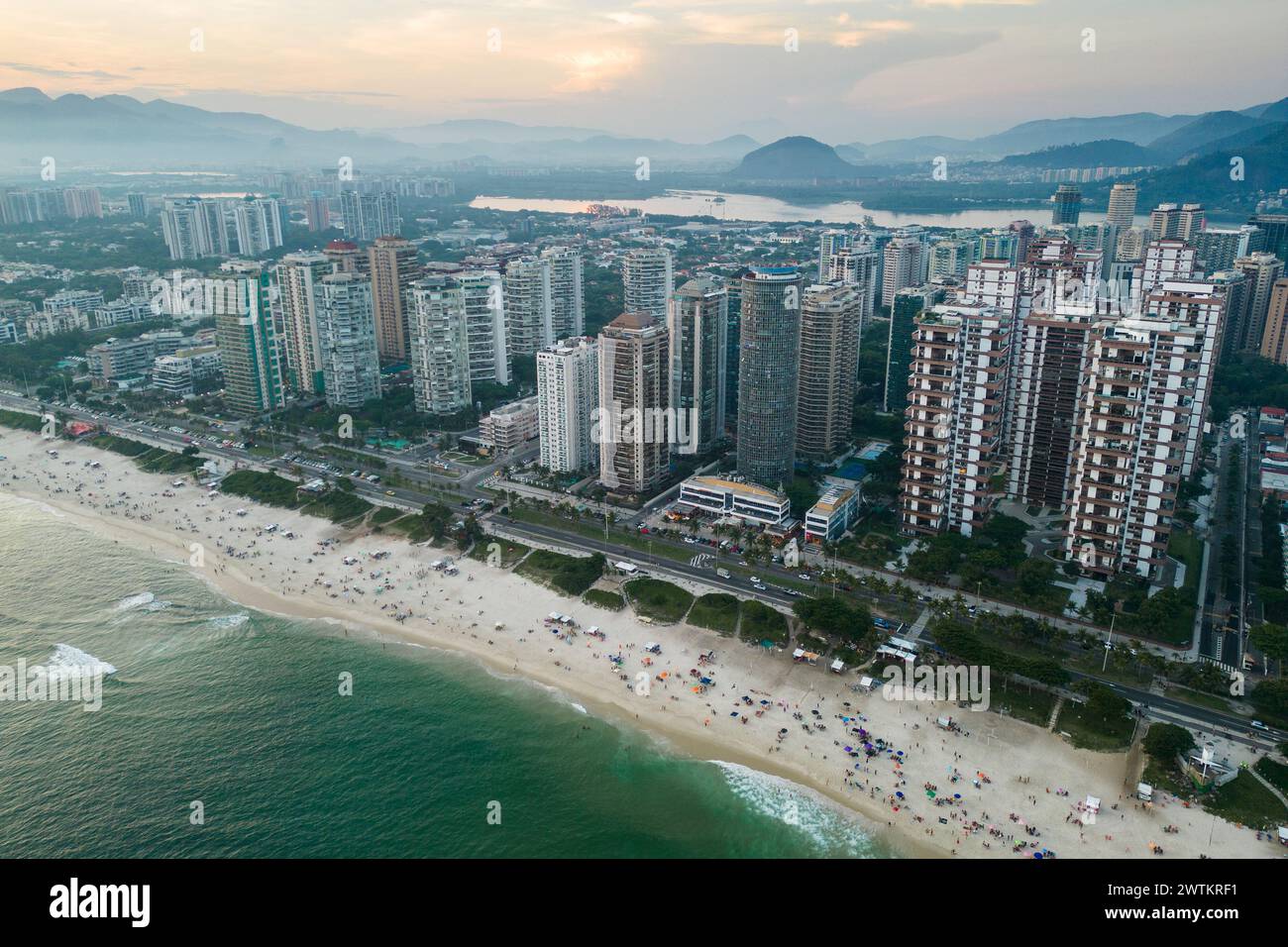 Aerial View of Barra da Tijuca Beach With Tall Condo Buildings in Rio ...