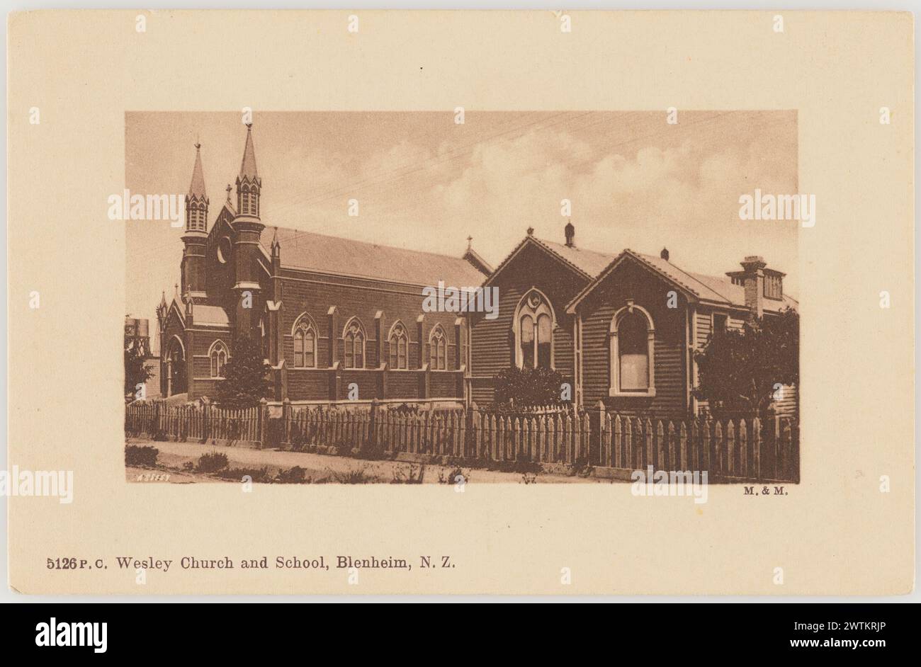Wesley Church and School, Blenheim, New Zealand photographic postcards ...