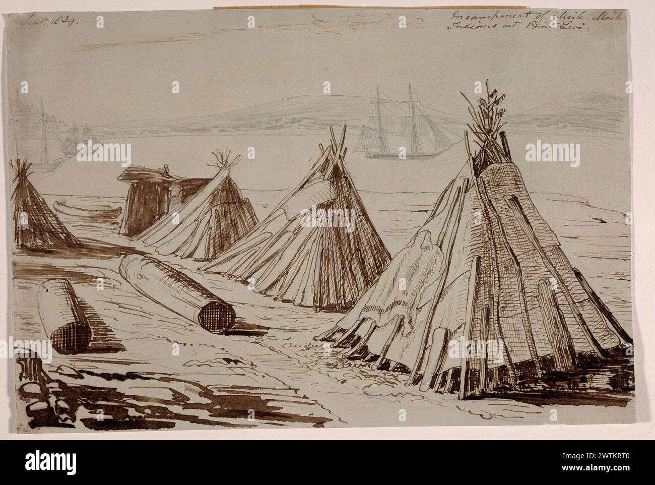 Sketch - Encampment of Mick-Mack Indians at Point Levi Sir James ...