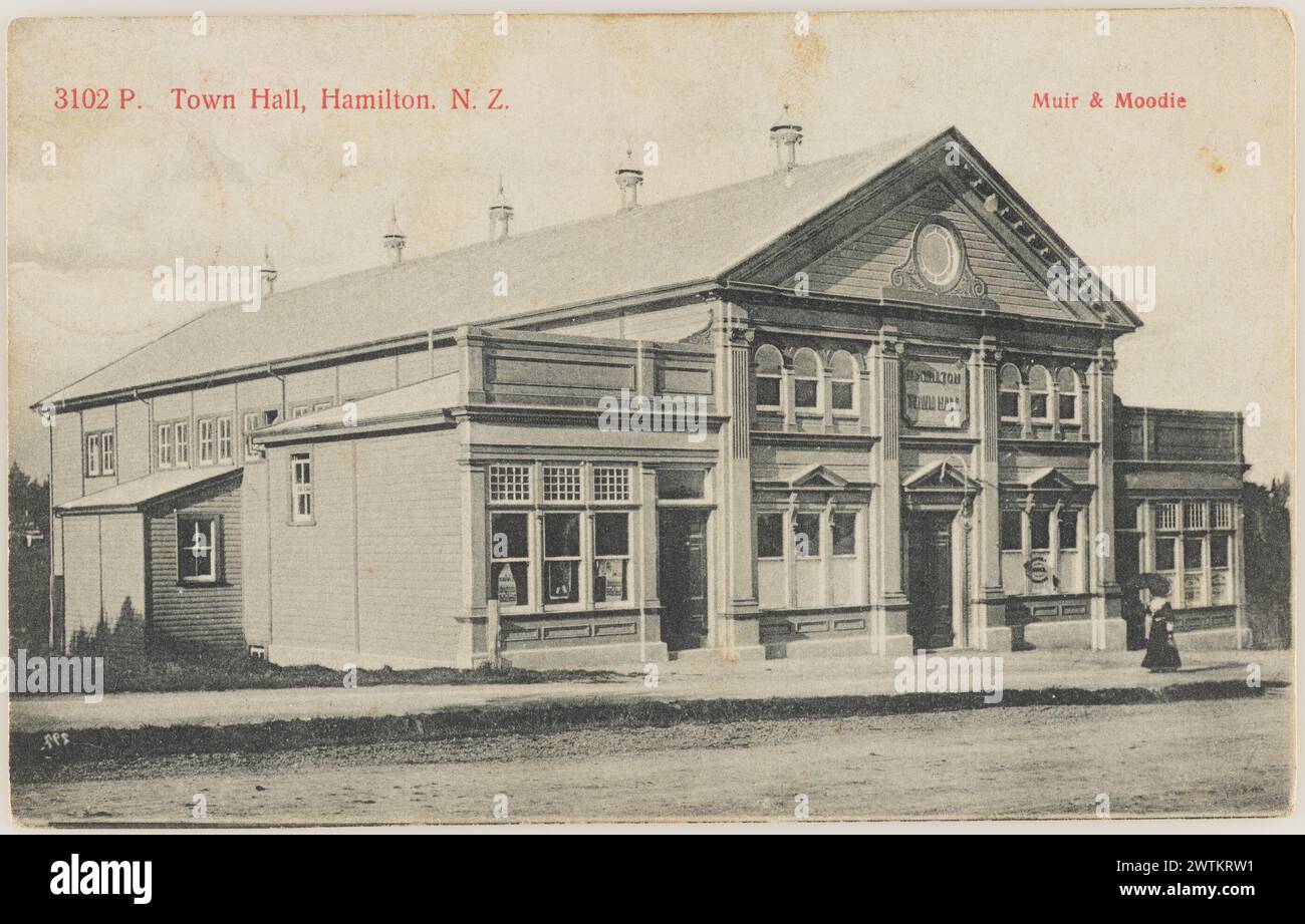 Town Hall, Hamilton, New Zealand photographic postcards Stock Photo - Alamy