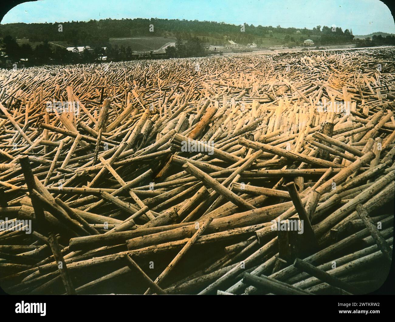 Transparency - Pulp wood log jam, Gatineau River, QC, about 1930 Stock ...