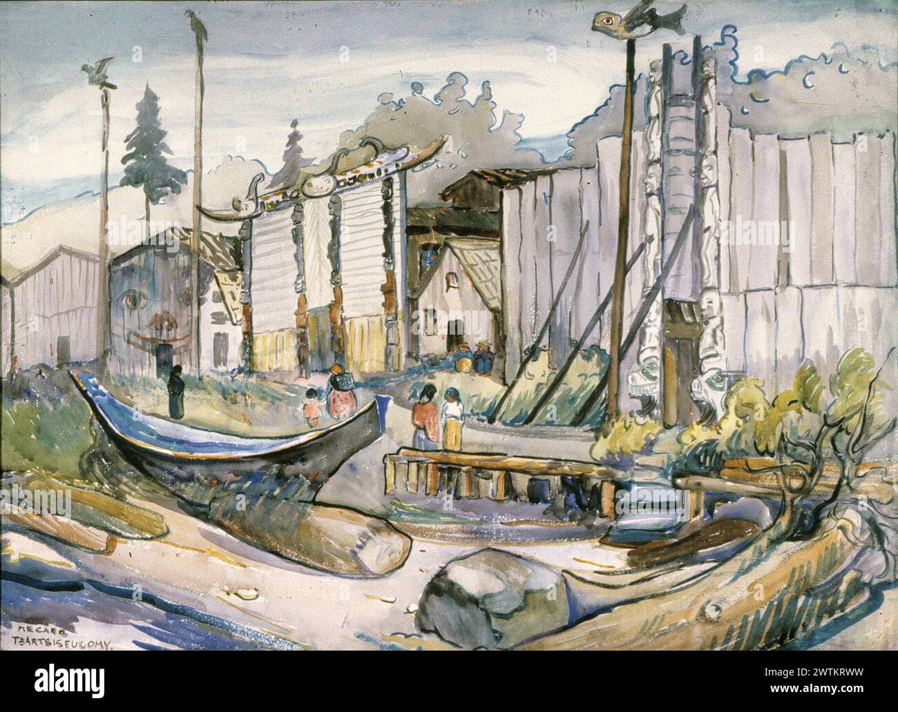 Watercolour - Tzartsiseucomy (Haida village) Emily Carr (1871-1945 ...