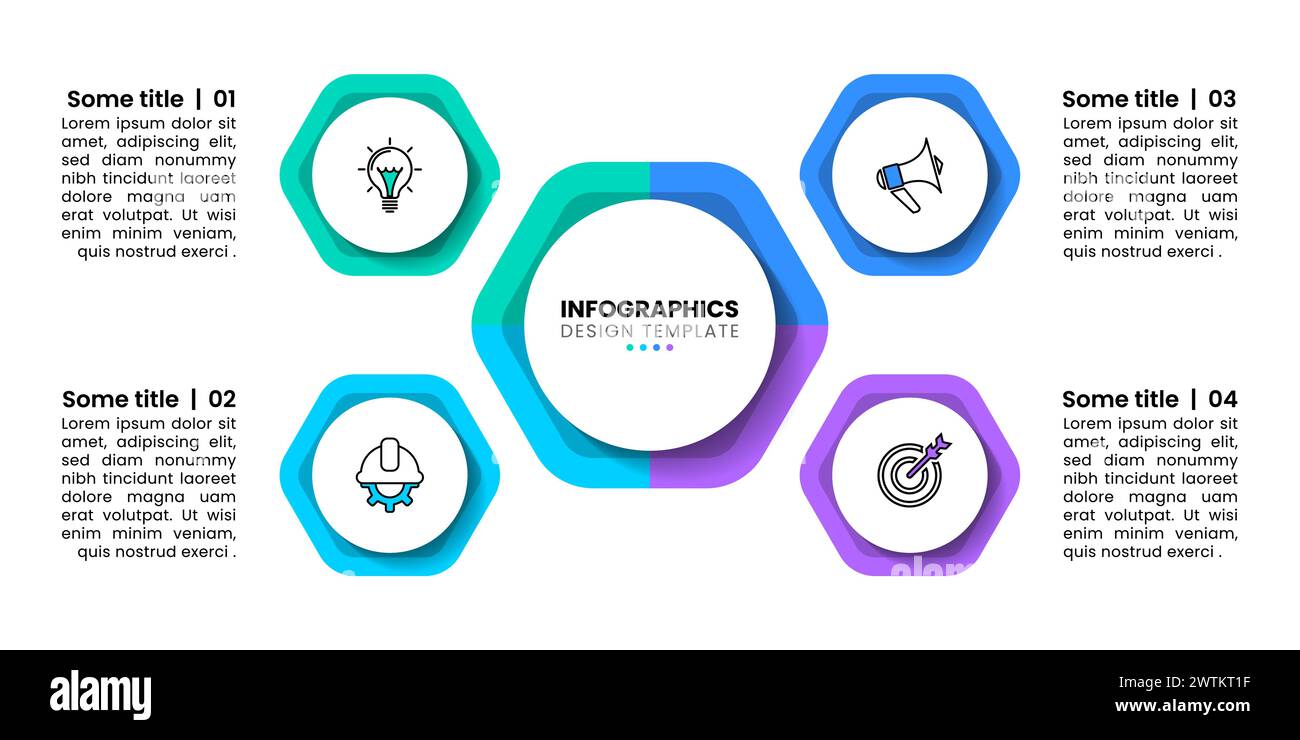 Infographic template with icons and 4 options or steps. Hexagons. Can ...