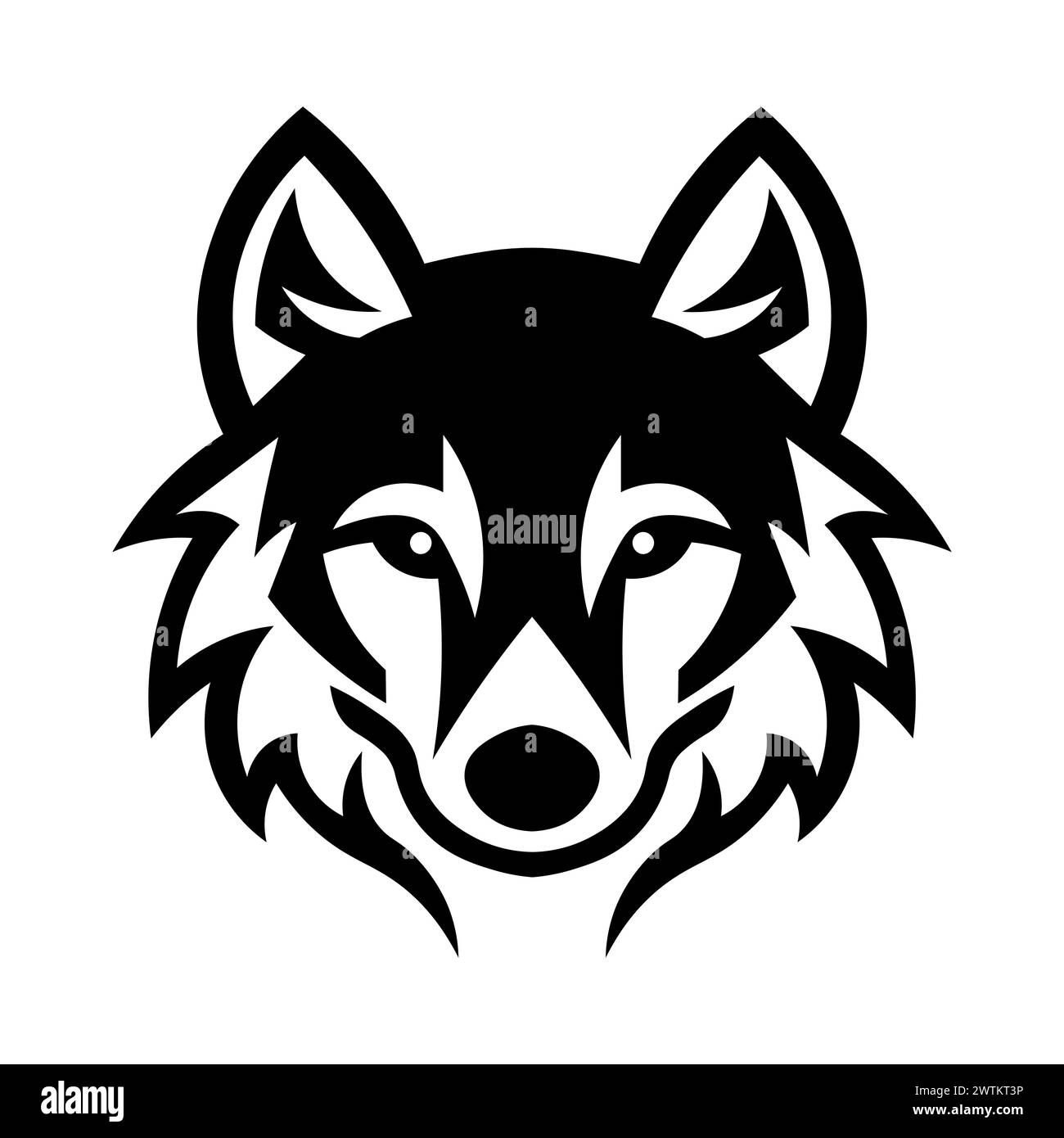 black vector wolf head icon on white background Stock Vector Image ...