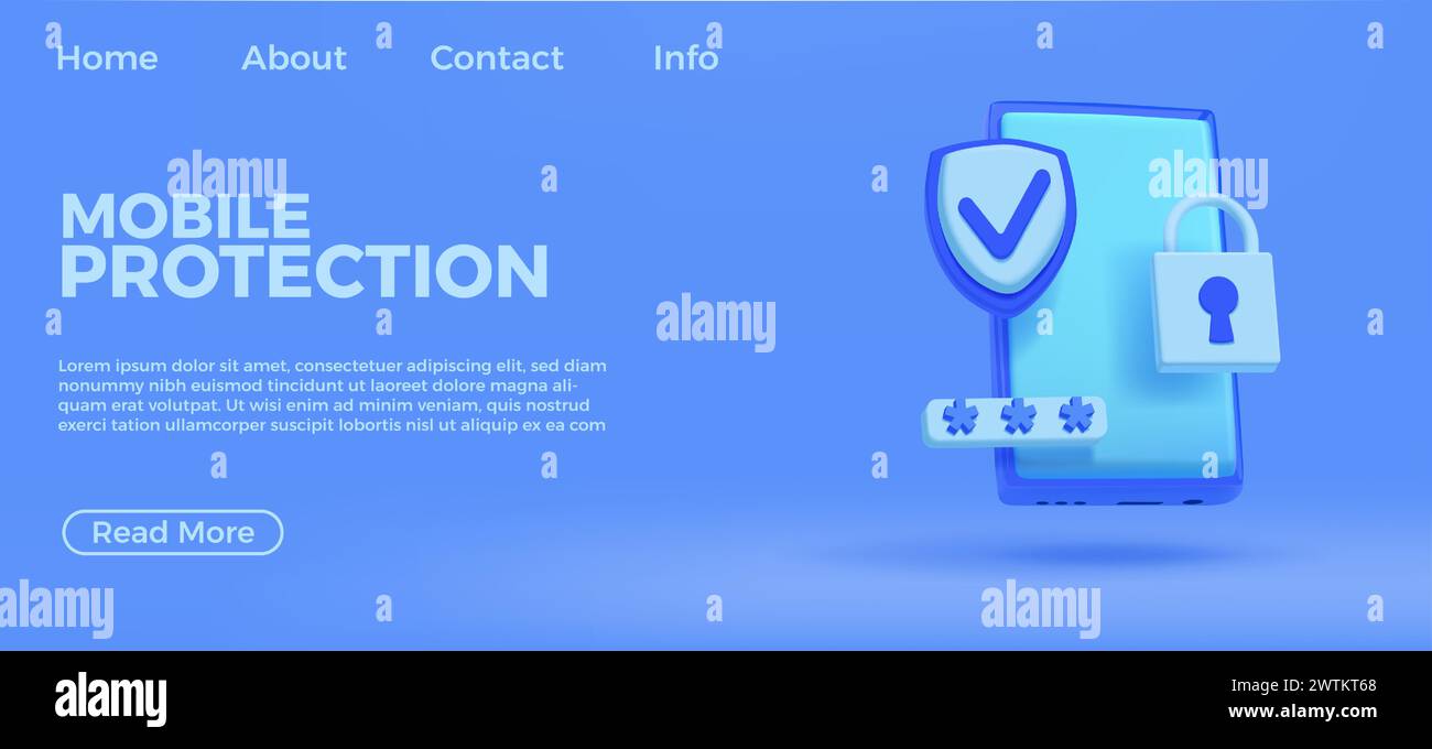 Phone secure. 3d mobile safe, cyber shield with lock padlock, safety ...