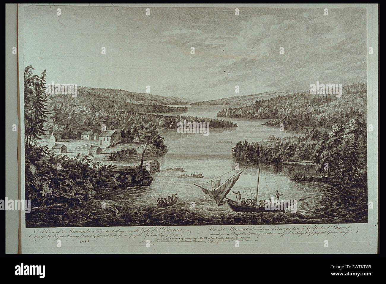 Etching - A View of Miramichi, a French Settlement in the Gulf of St ...