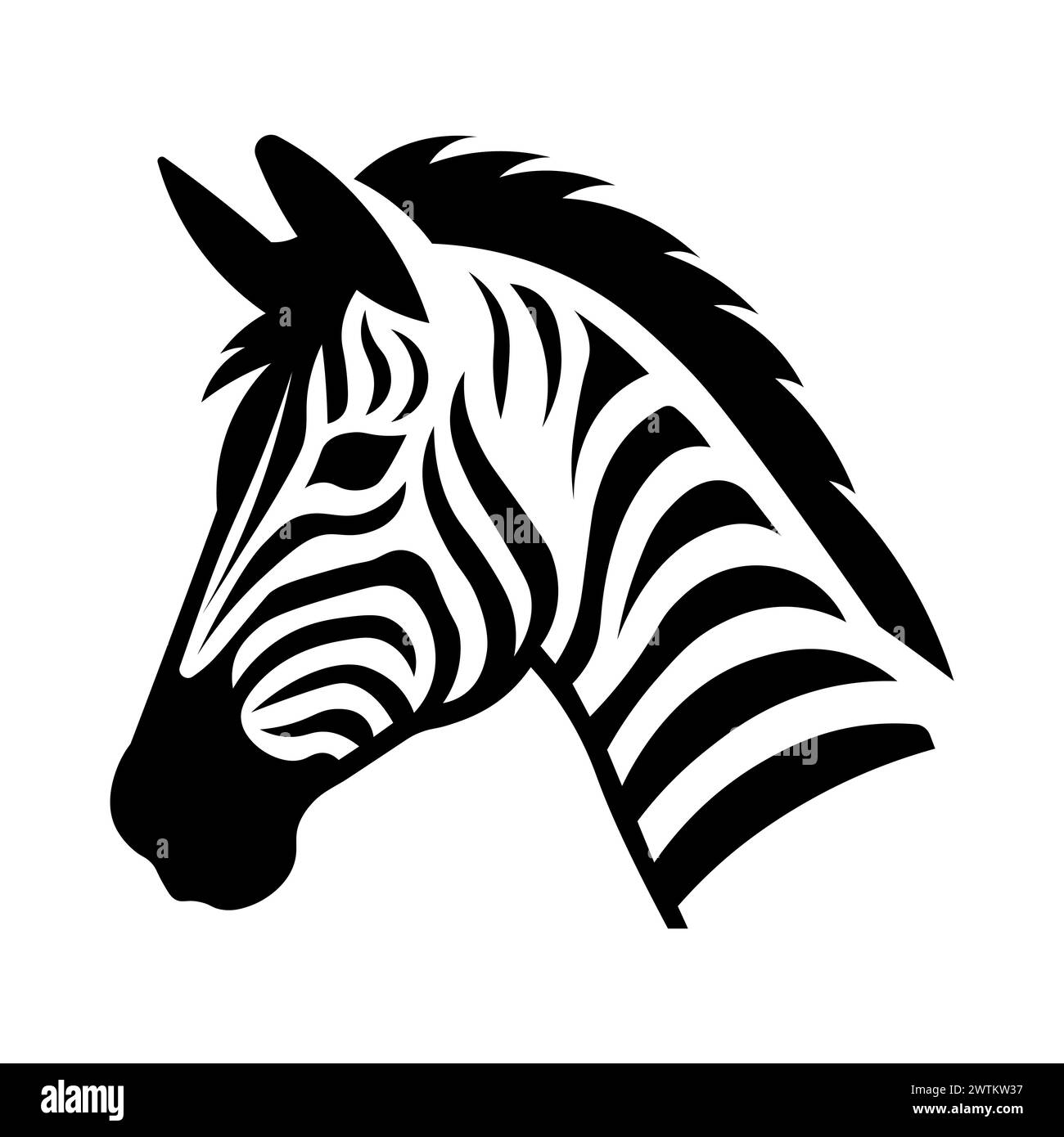 black vector zebra head icon on white background Stock Vector Image ...