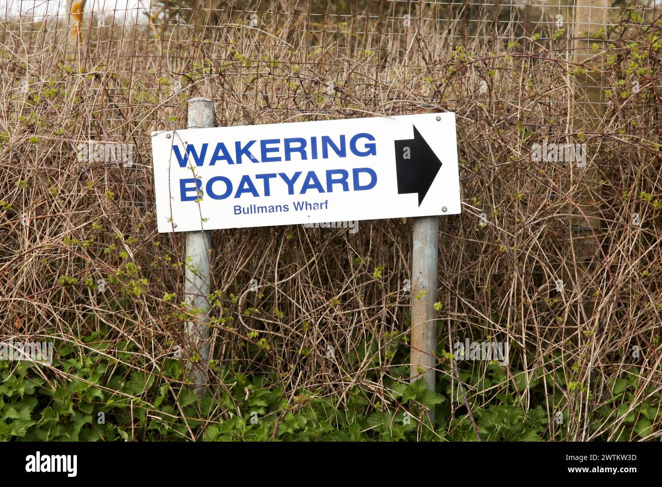 Sign for Wakering boatyard, Bullmans Wharf, Great Wakering, Essex ...