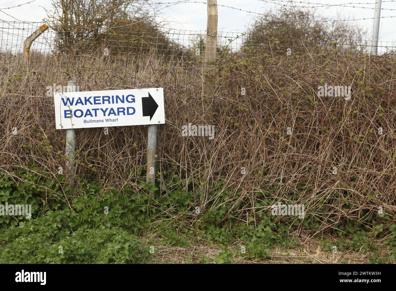 Sign for Wakering boatyard, Bullmans Wharf, Great Wakering, Essex ...