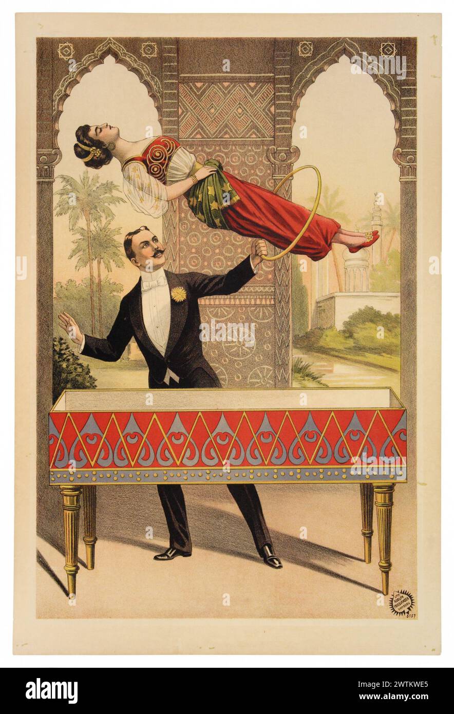 Magic poster - Floating lady from coffin Stock Photo - Alamy