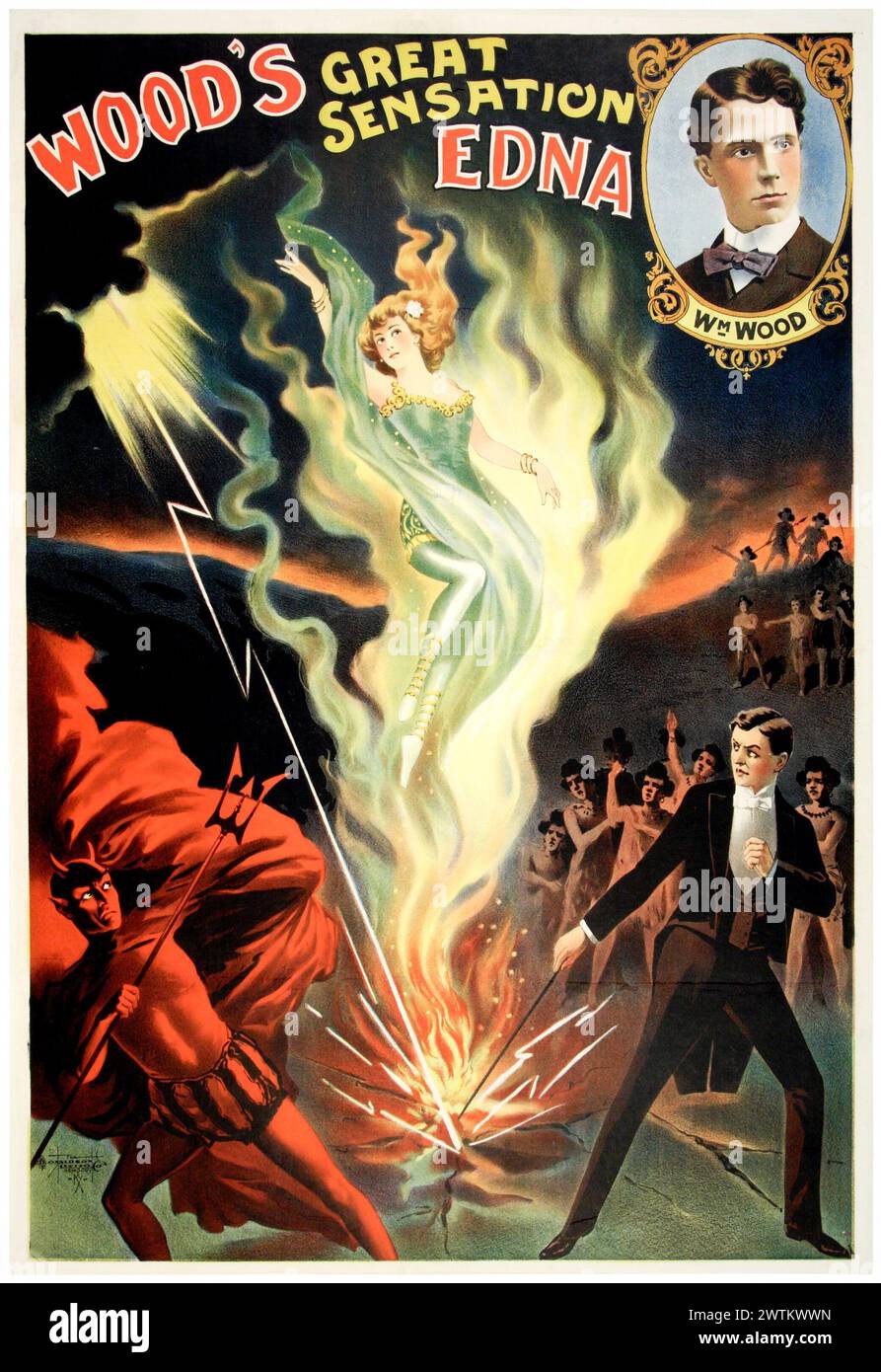 Magic poster - Wood's Great Sensation Edna Stock Photo - Alamy