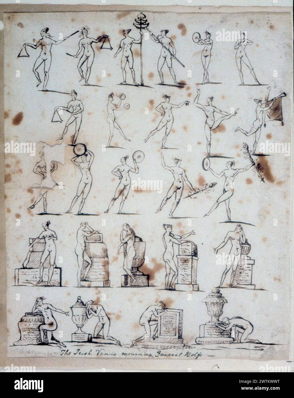 Drawing - The Irish Venus mourning General Wolfe George Townshend (1724 ...