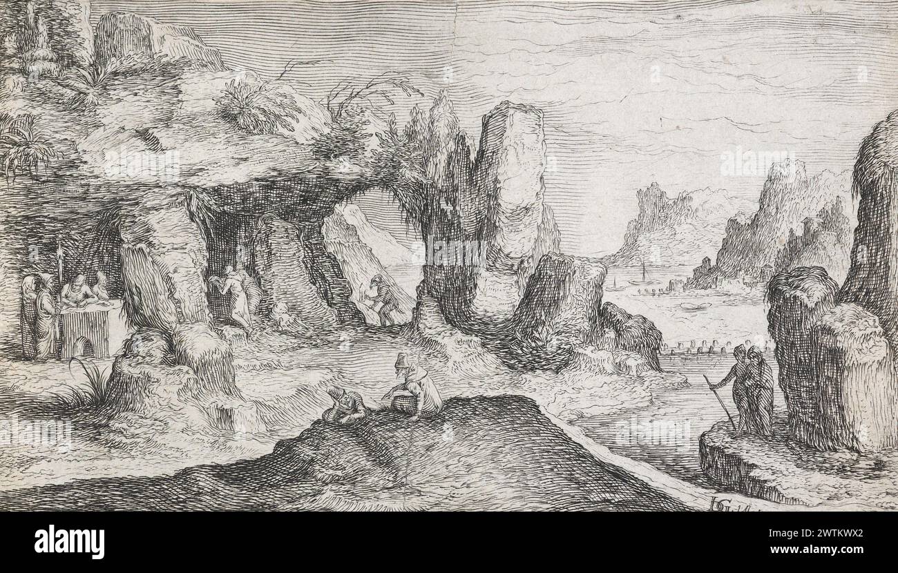 Landscapes. Plate 6. Landscape with grotto and hermits. prints ...