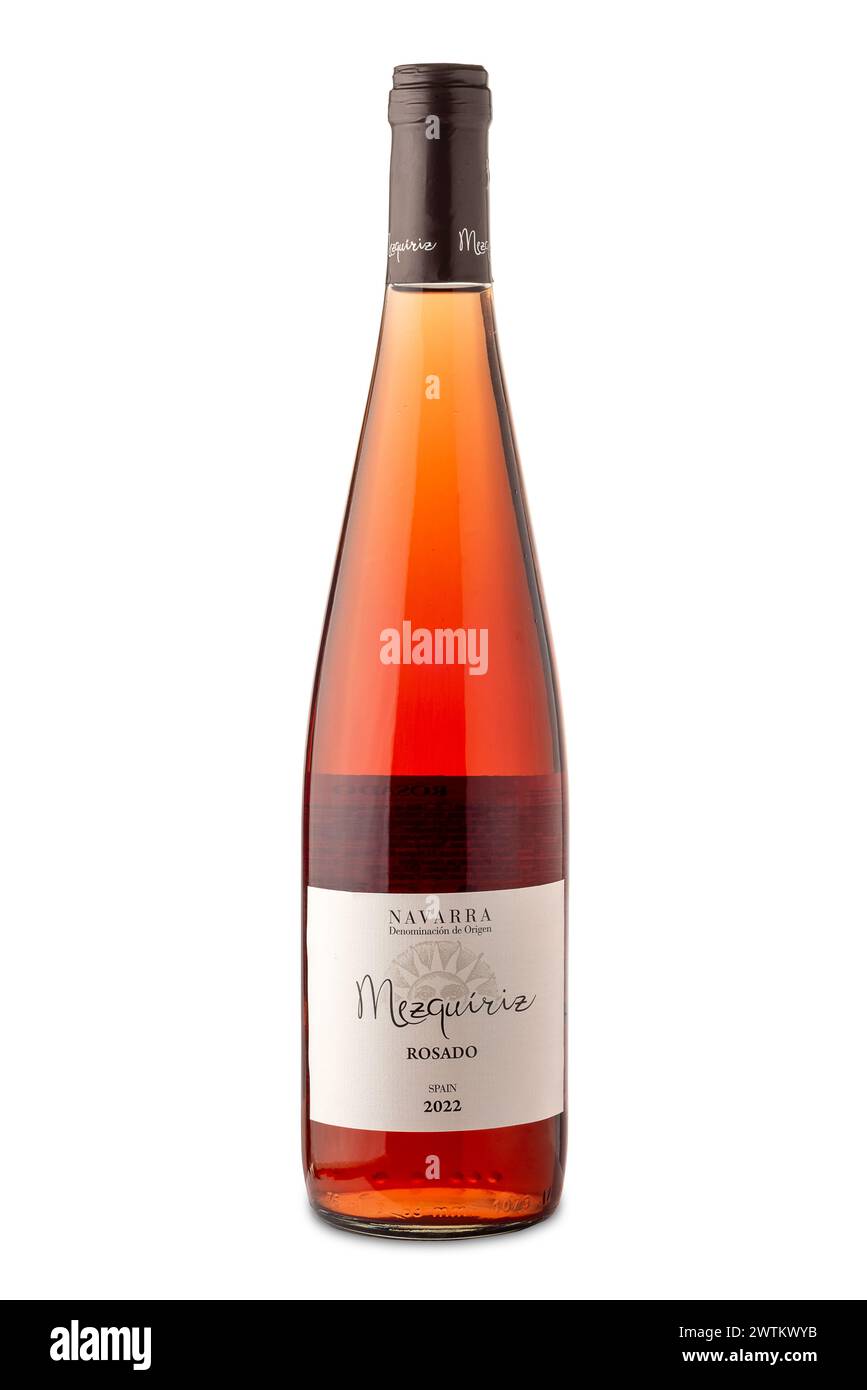 Italia - march 11, 2024: Mezquiriz Navarra rose wine in bottle isolated ...