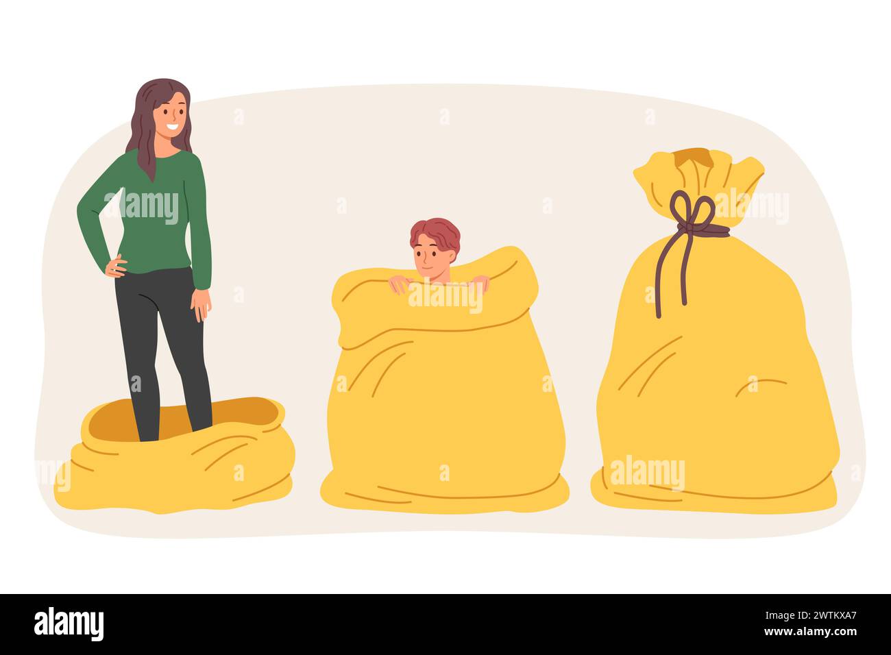 People hide in huge bags and take turns, come out surprising each other ...