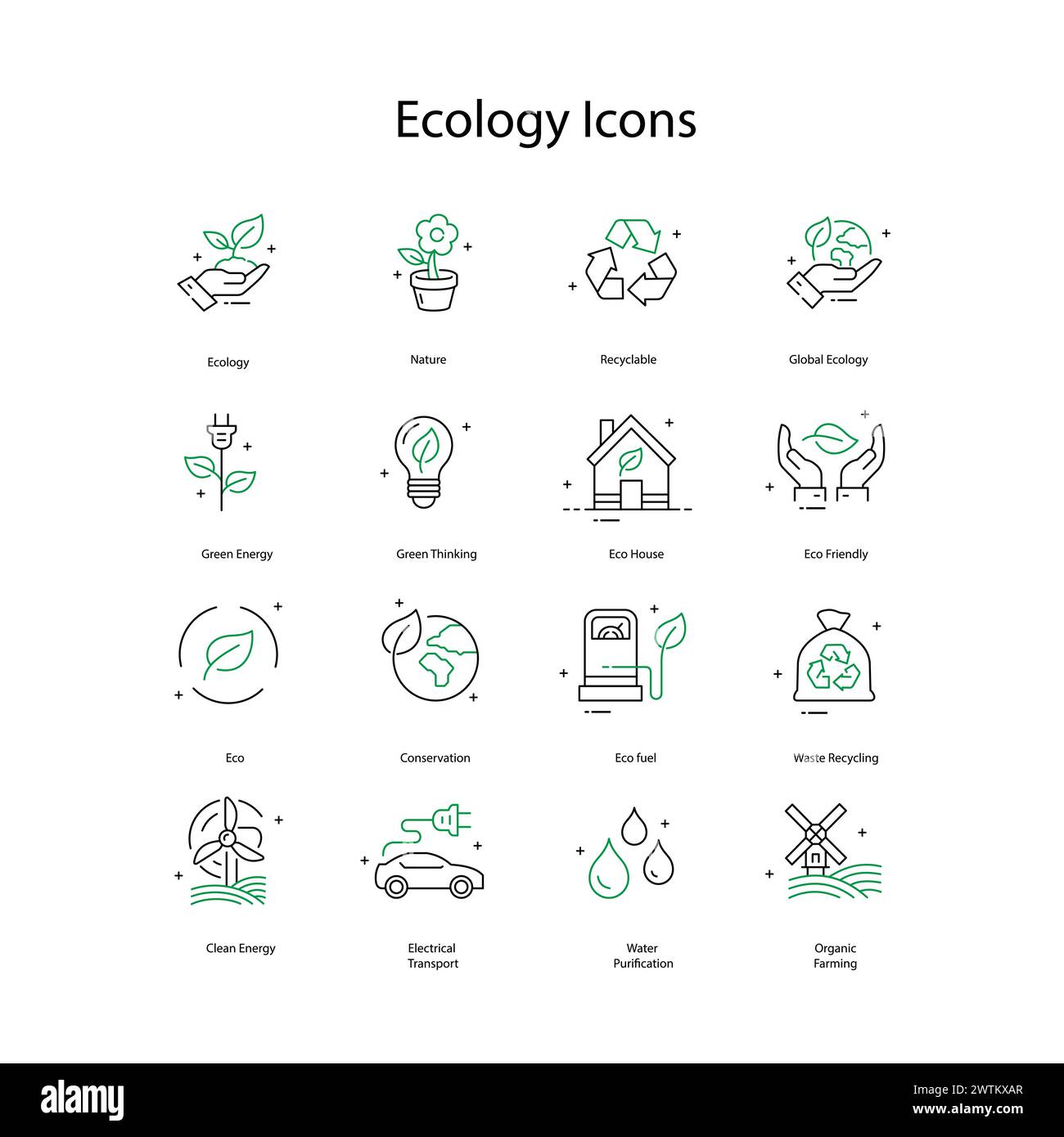 Environmental Vector Icons Representing Ecology and Conservation Stock ...