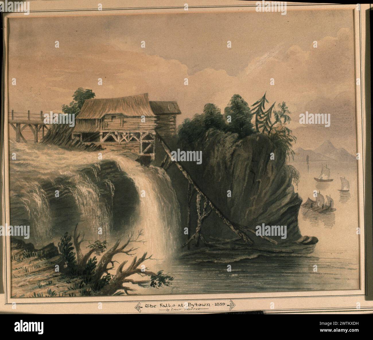 Watercolour - The falls at Bytown Stock Photo - Alamy