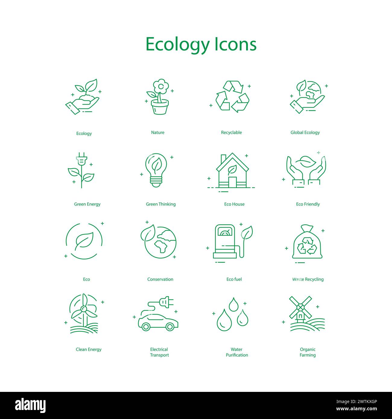 Nature Conservation Vector Symbols Eco-Friendly Ecology Icons Stock ...