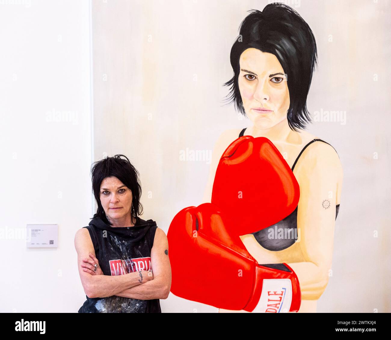 London, UK. 18 March 2024. Artist Sue Webster with her work 'The Next ...