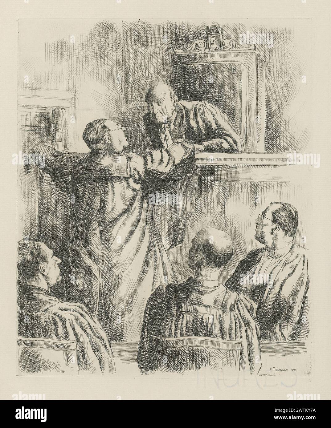 Etching - The Counsel for the Defence Ernst Neumann (1907-1956 Stock ...