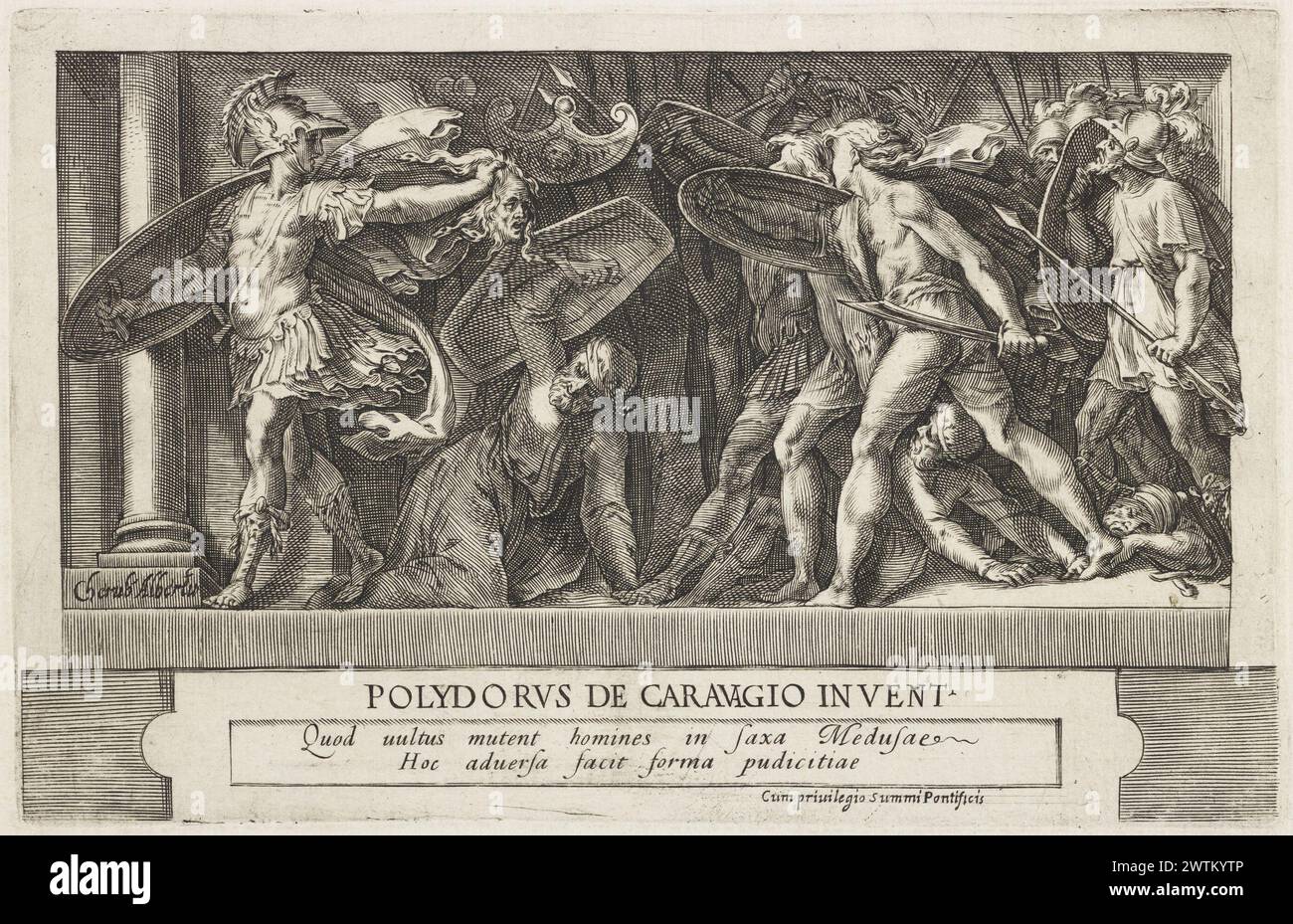 Perseus with the head of Medusa works on paper, engravings Stock Photo ...