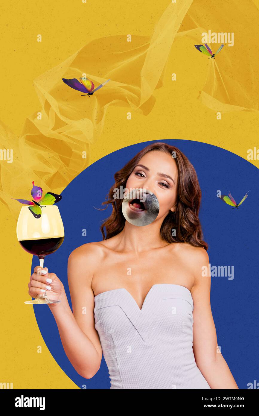 Trend artwork composite image collage of young attractive lady faceless ...