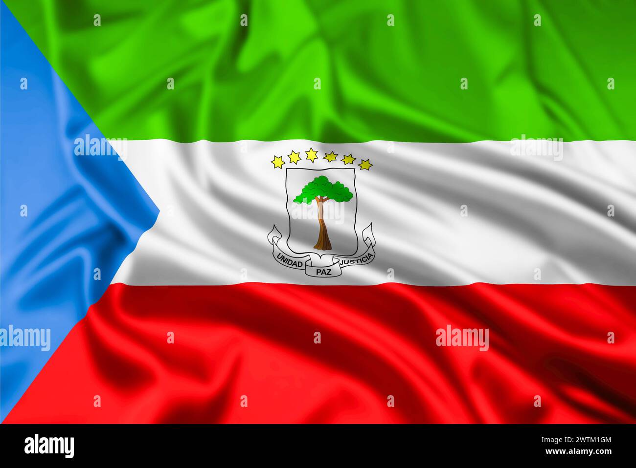 The Flag of The Republic of Equatorial Guinea with a Ripple Effect ...