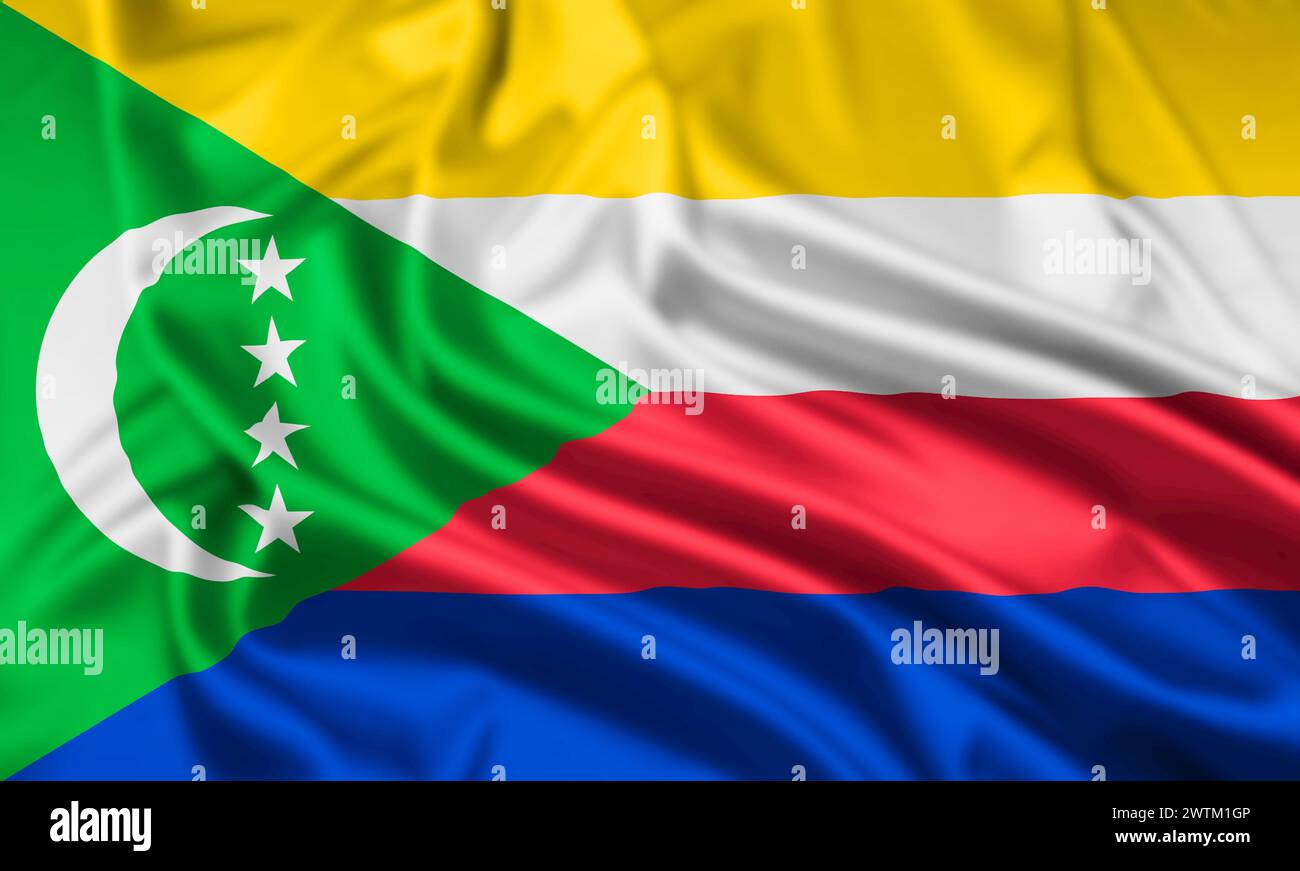 The Flag of The Union of The Comoros with a Ripple Effect Stock Photo ...