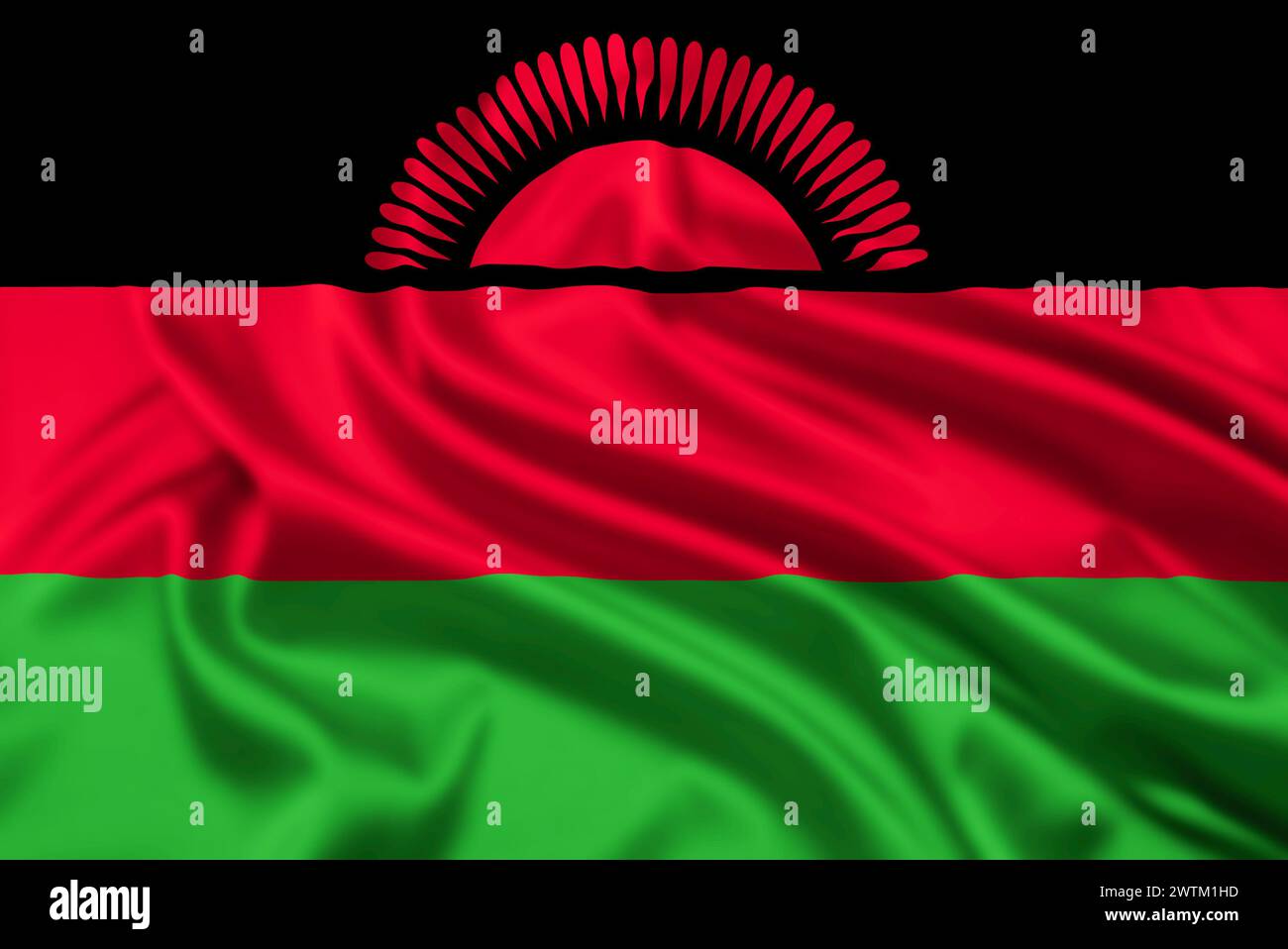 The Flag of The Republic of Malawai, with a Ripple Effect Stock Photo ...