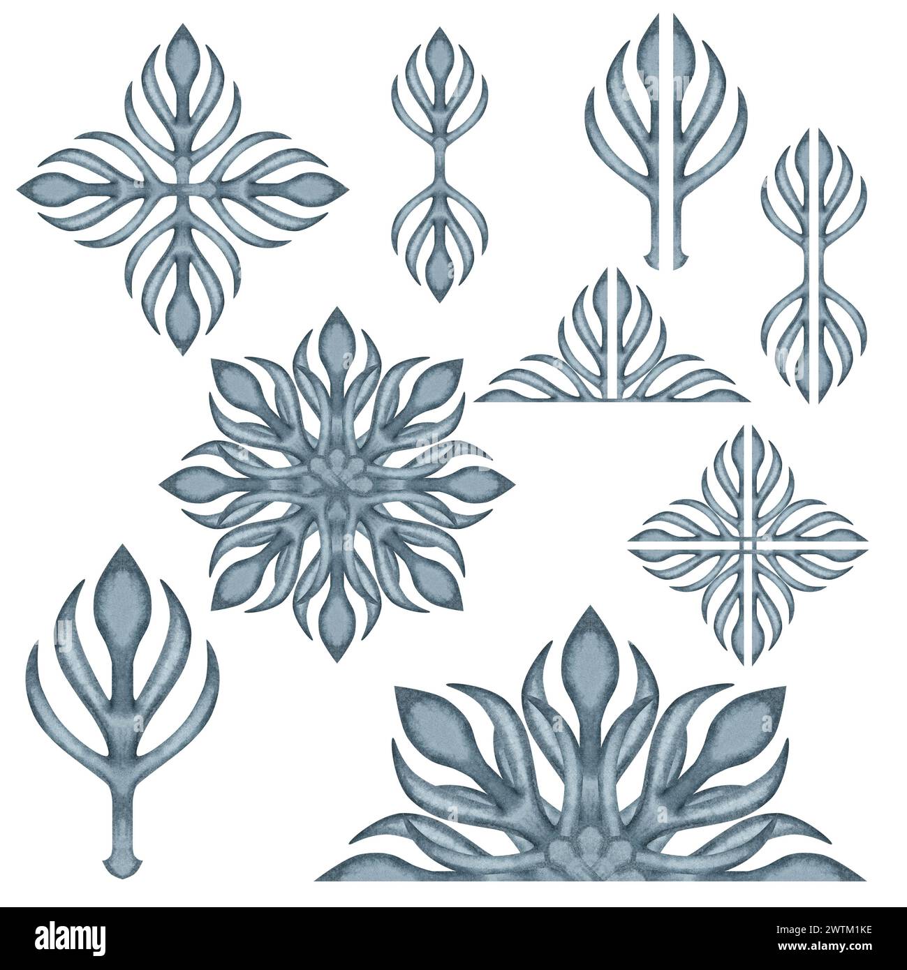Watercolor abstract gray monochrome plant pattern and drawing of branch ...