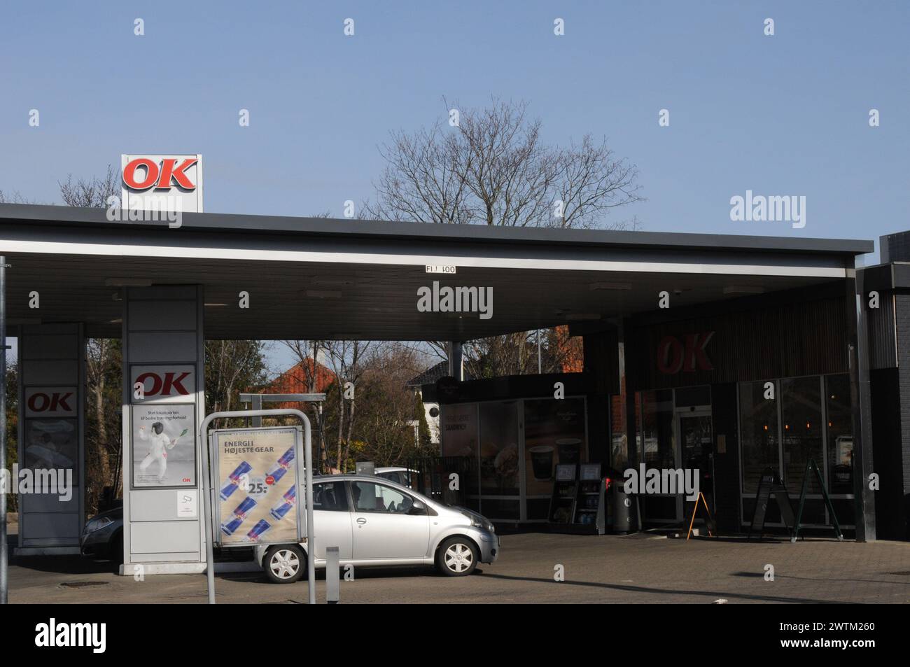 Copenhagen, Denmark /18 March 2024/. OK petrol station in danish ...