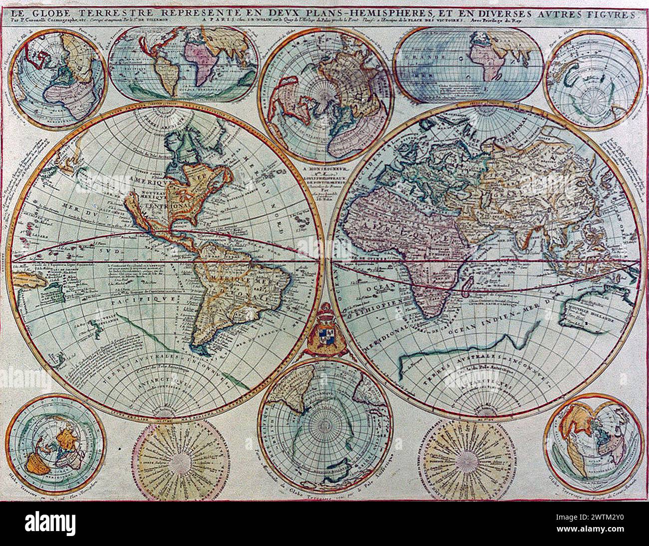 Map - Le Globe terrestre représenté en deux plans-hemispheres et en ...
