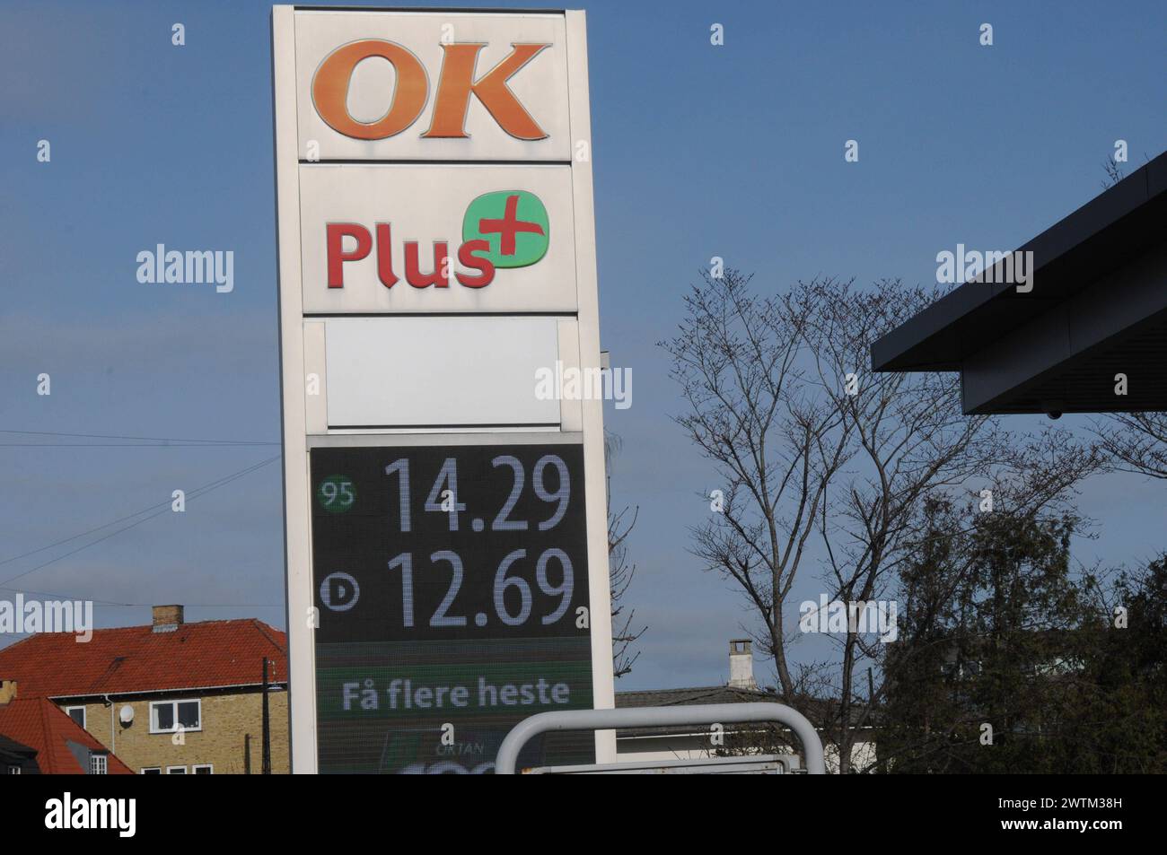 Copenhagen, Denmark /18 March 2024/. OK petrol station in danish ...