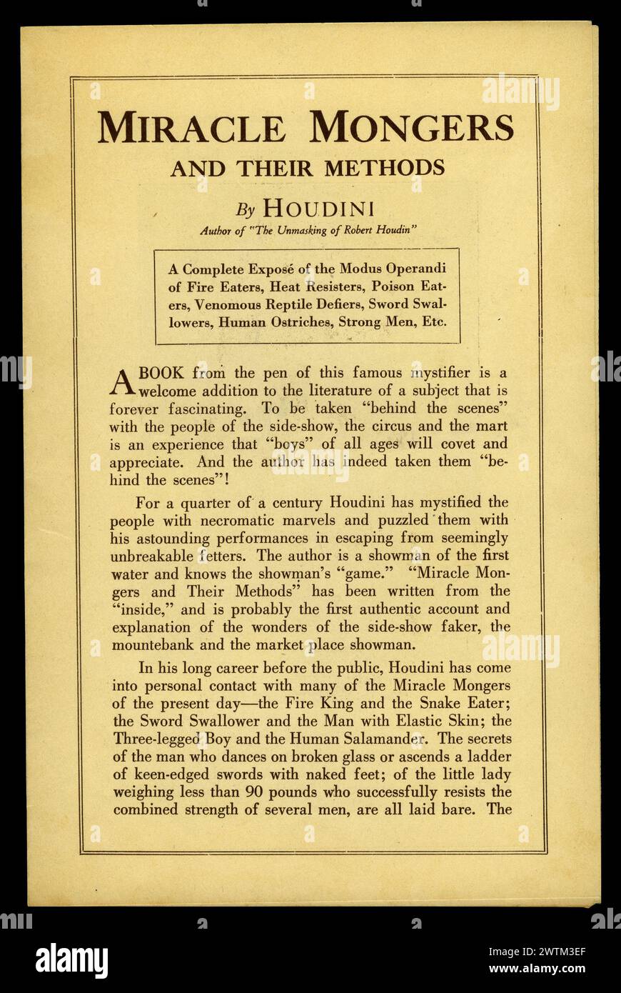 Brochure - Prospectus announcing the book "Miracle Mongers and Their ...