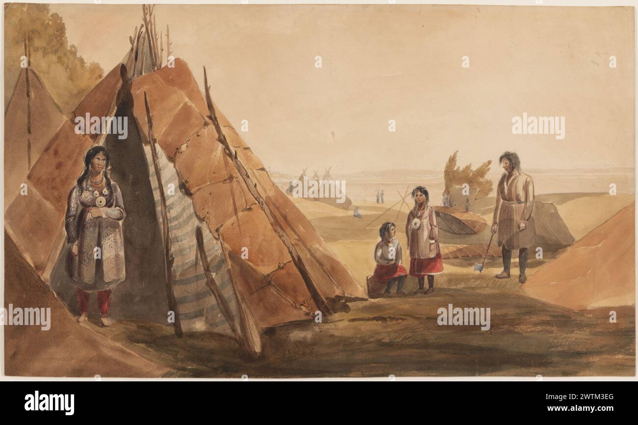Watercolour - Mi'kmaq encampment at Point Levis, Quebec Stock Photo - Alamy