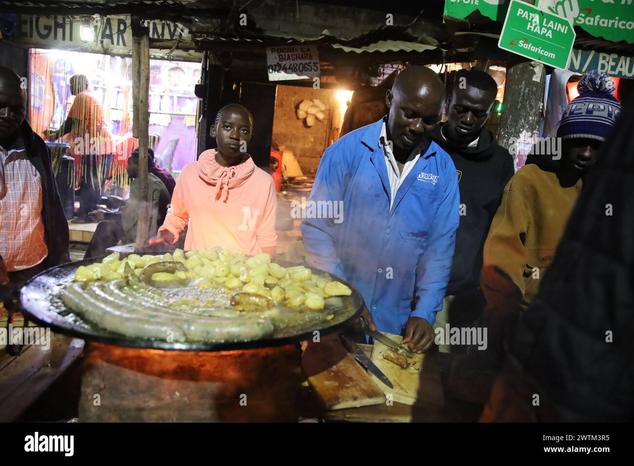 Residents enjoy eating Mutura (an intestine-encased mixture of minced ...