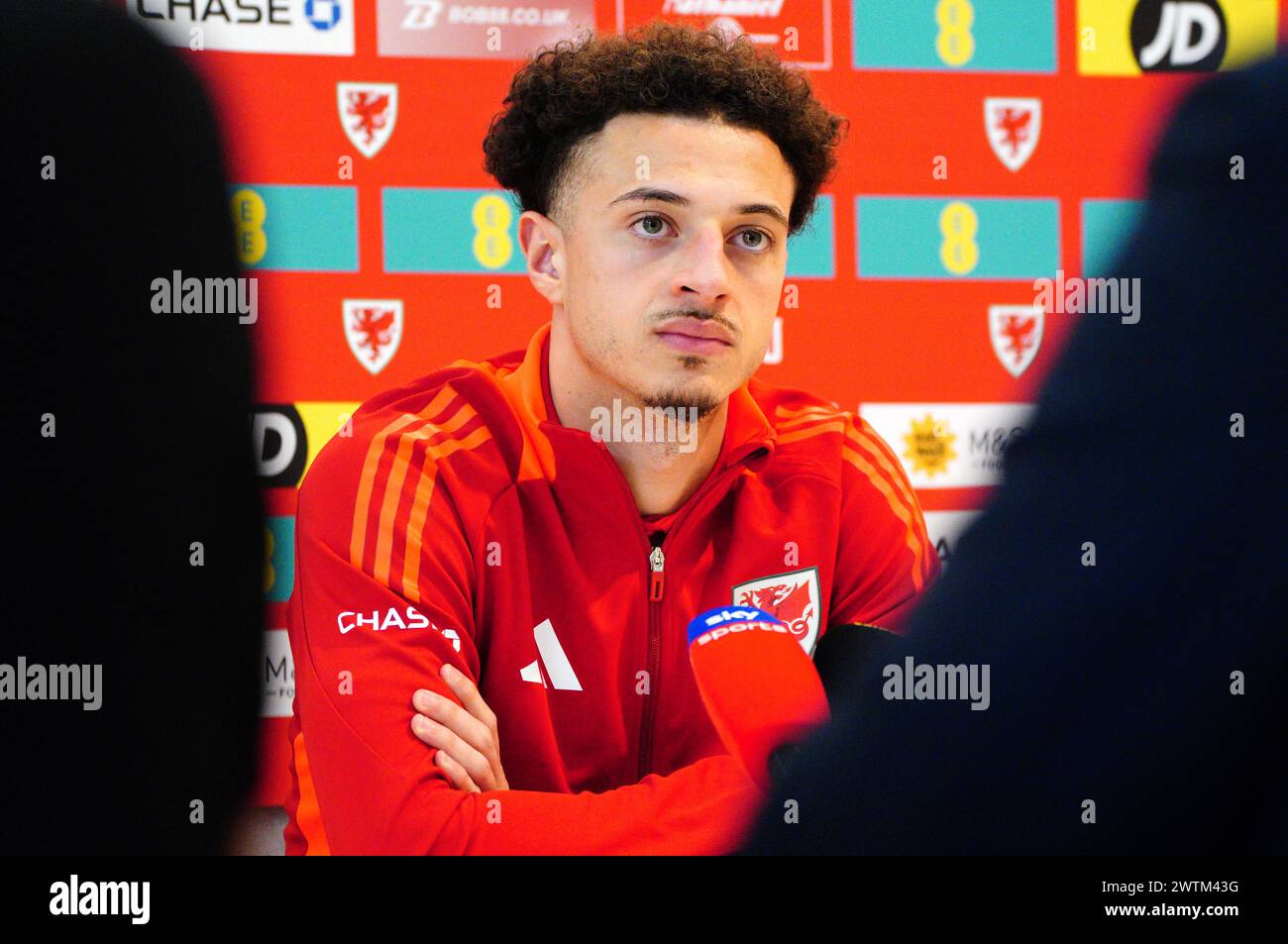 Wales' Ethan Ampadu during a press conference at St. Fagans National ...