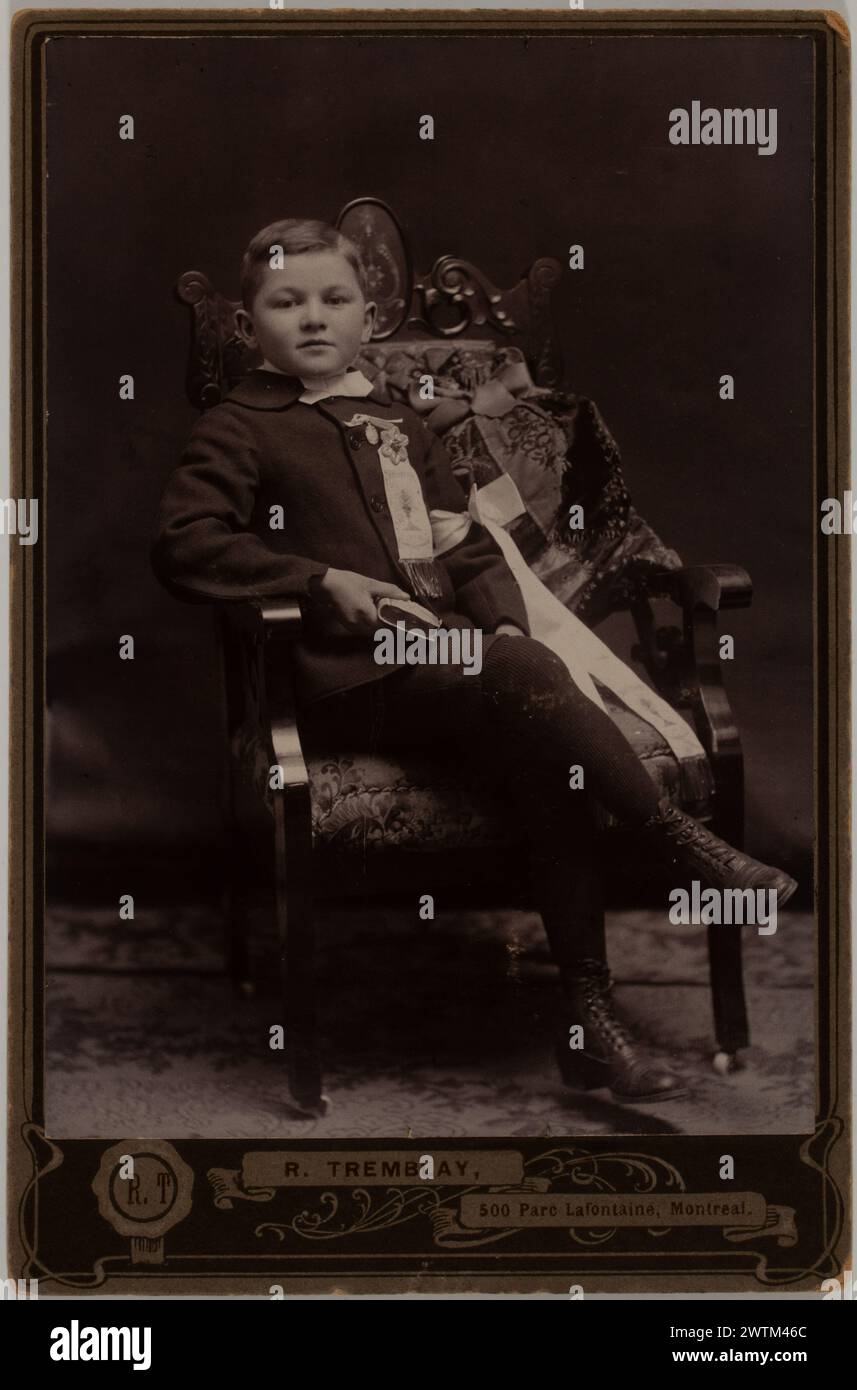 Gelatin silver print - First Communion portrait of Louis Conrad Barbeau ...