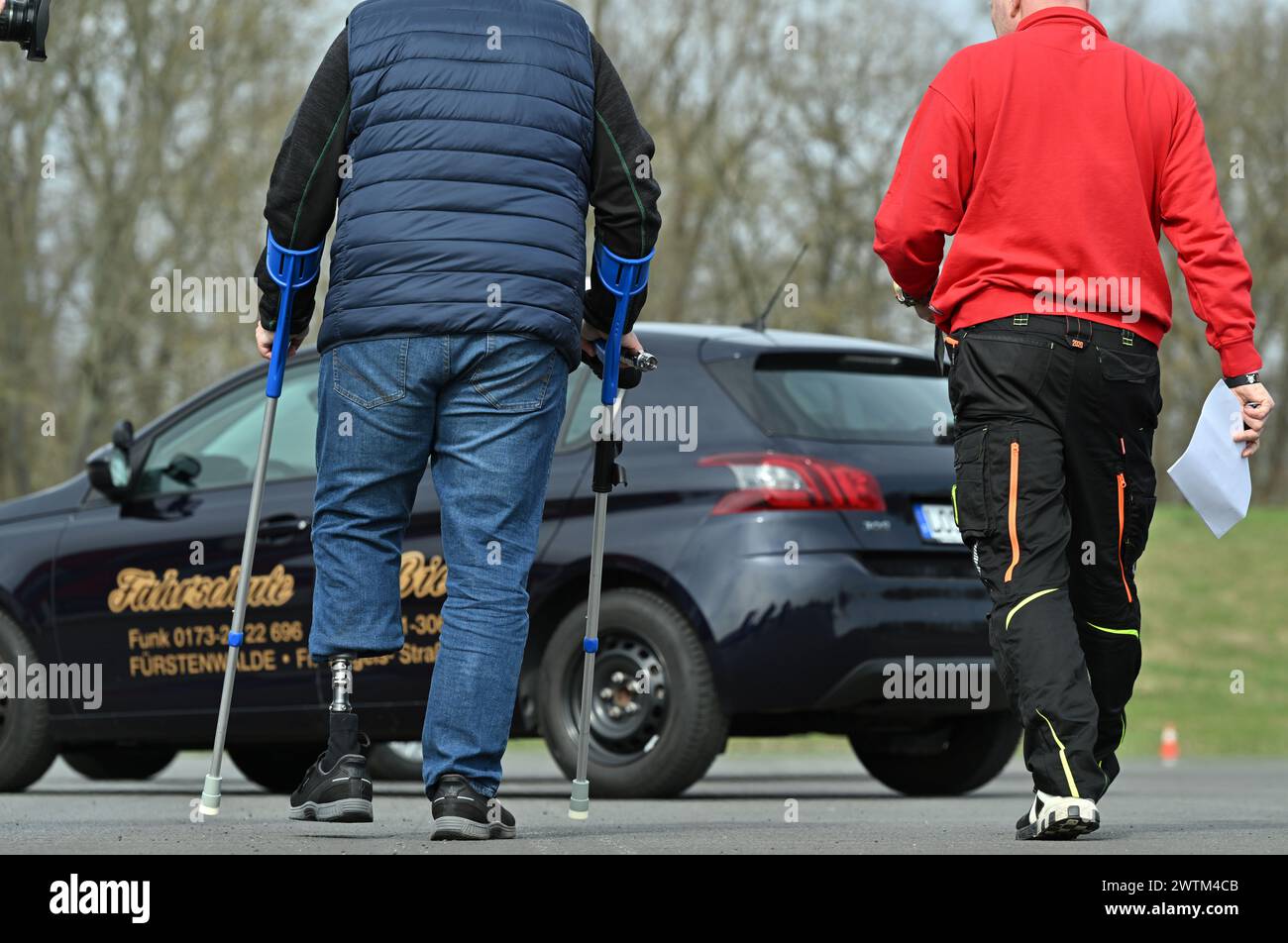 Nordhausen, Germany. 18th Mar, 2024. A participant in driver safety training for people with a ...