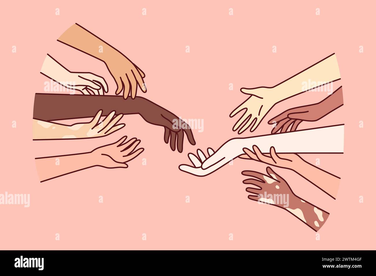 Hands diverse people with different skin colors, for concept importance ...
