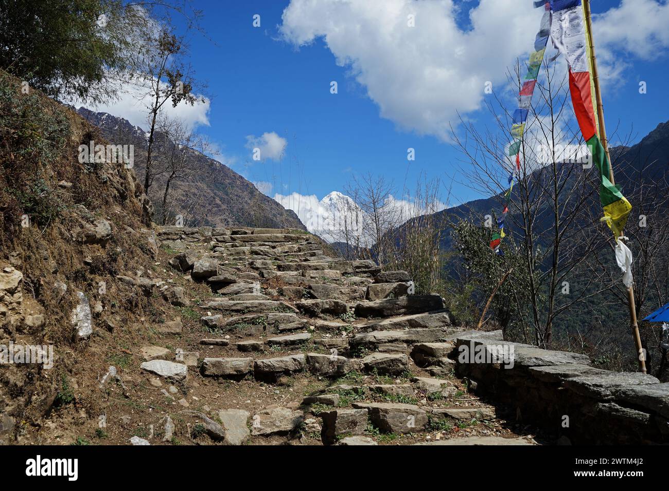 Natural landscape of Tribal Nepali village among green mountain range ...